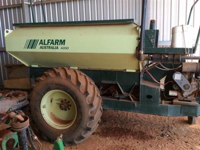 Alfarm 530 cultivator + Alfarm A350 tow between air cart, Seeding ...